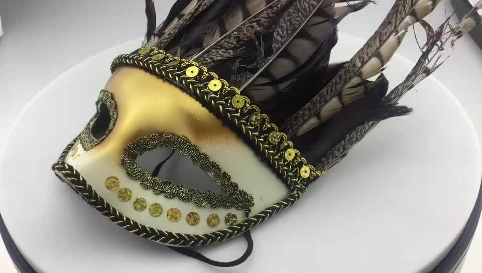 Unique Design African Style Red Carnival Mask With Feather And Sequin ...