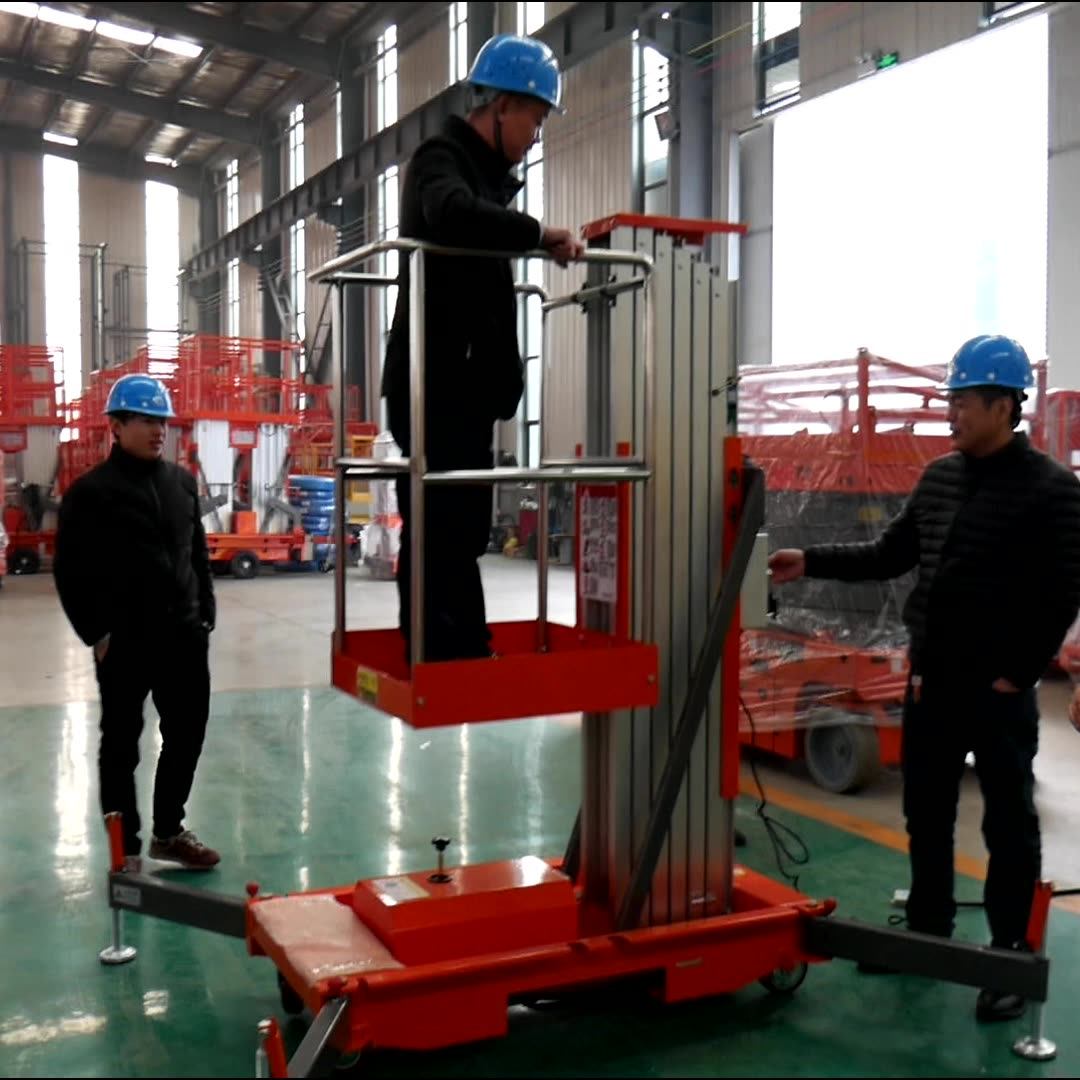 Small Aerial Mobile Lift Hydraulic Single Mast Aluminum Alloy Man Lift ...