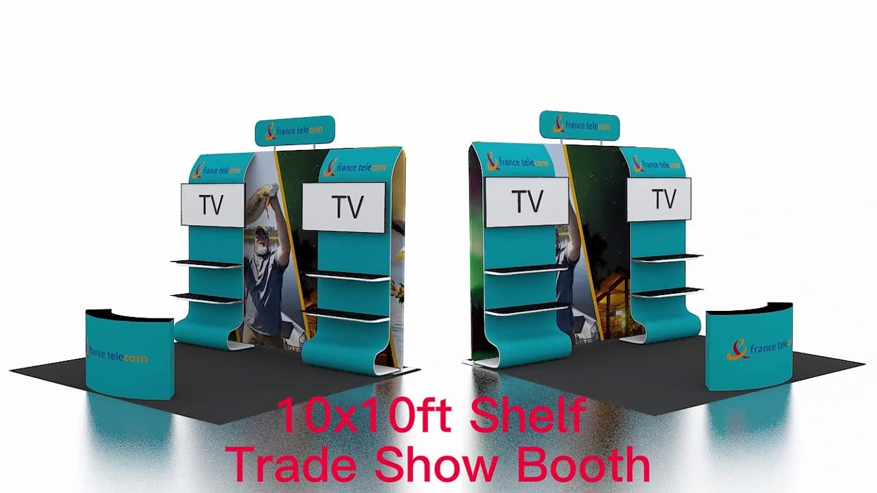 10x10 Portable Display Shelf Tradeshow Tension Fabric Backdrop Modular ...