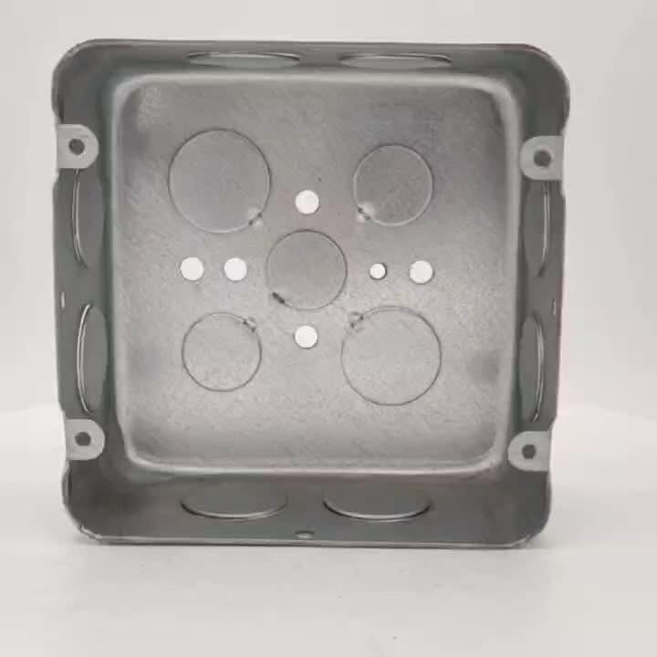 Galvanized Steel Electrical Wiring Junction Box 4-11/16" Square X 2-1/8 ...