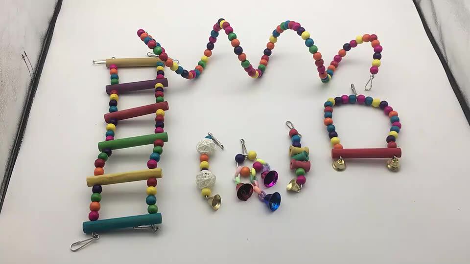 Extra Large Bird Parrot Toys Multicolored Natural Wooden Blocks Tearing ...