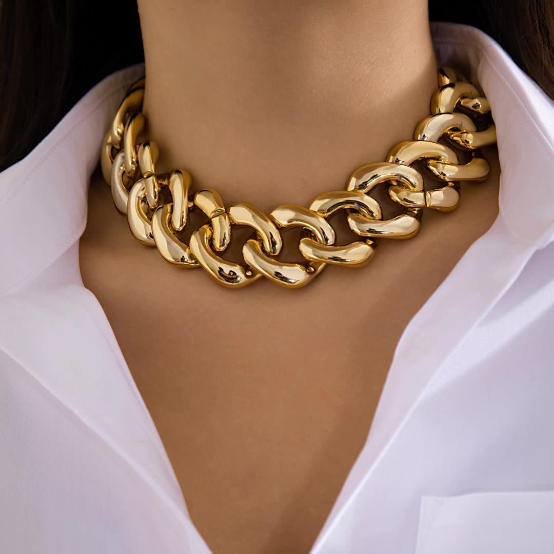 Exaggerated Geometric Ccb Big Chunky Chain Necklace For Women Creative ...