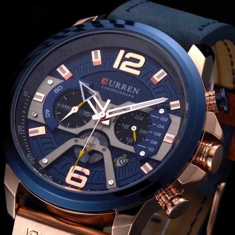 Curren-reloj Dorado De Lujo Para Hombre,Cronógrafo A Prueba De Agua ...