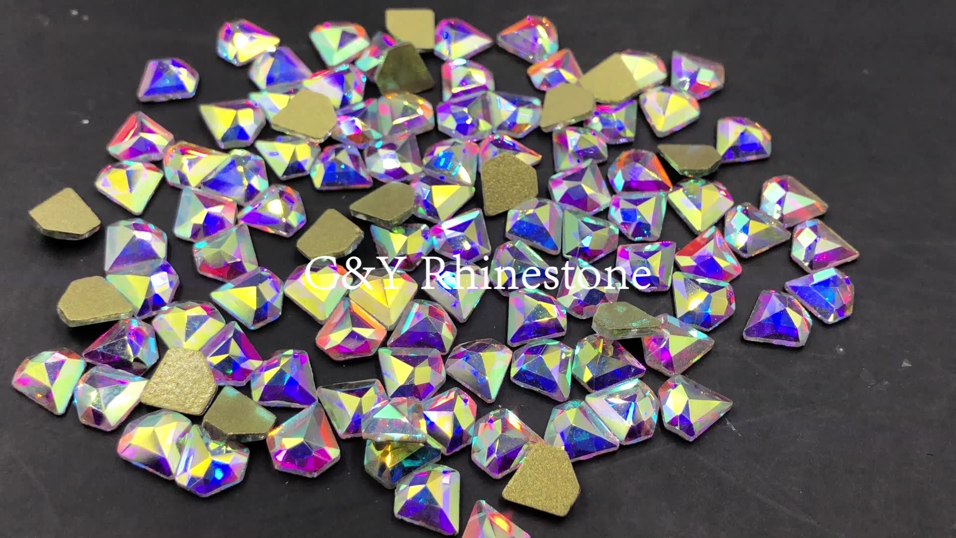 Crystal Ab Diamond Faceted Shape Shaped Flatback Flat Back Rhinestone ...