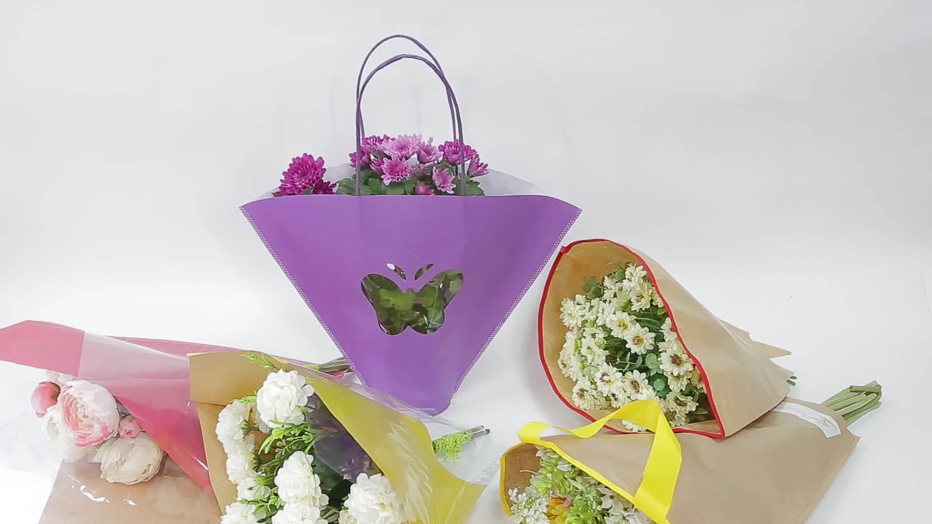 Wrapping Material Kraft Paper Flower Sleeves Carry Bags Wrapping Gift ...