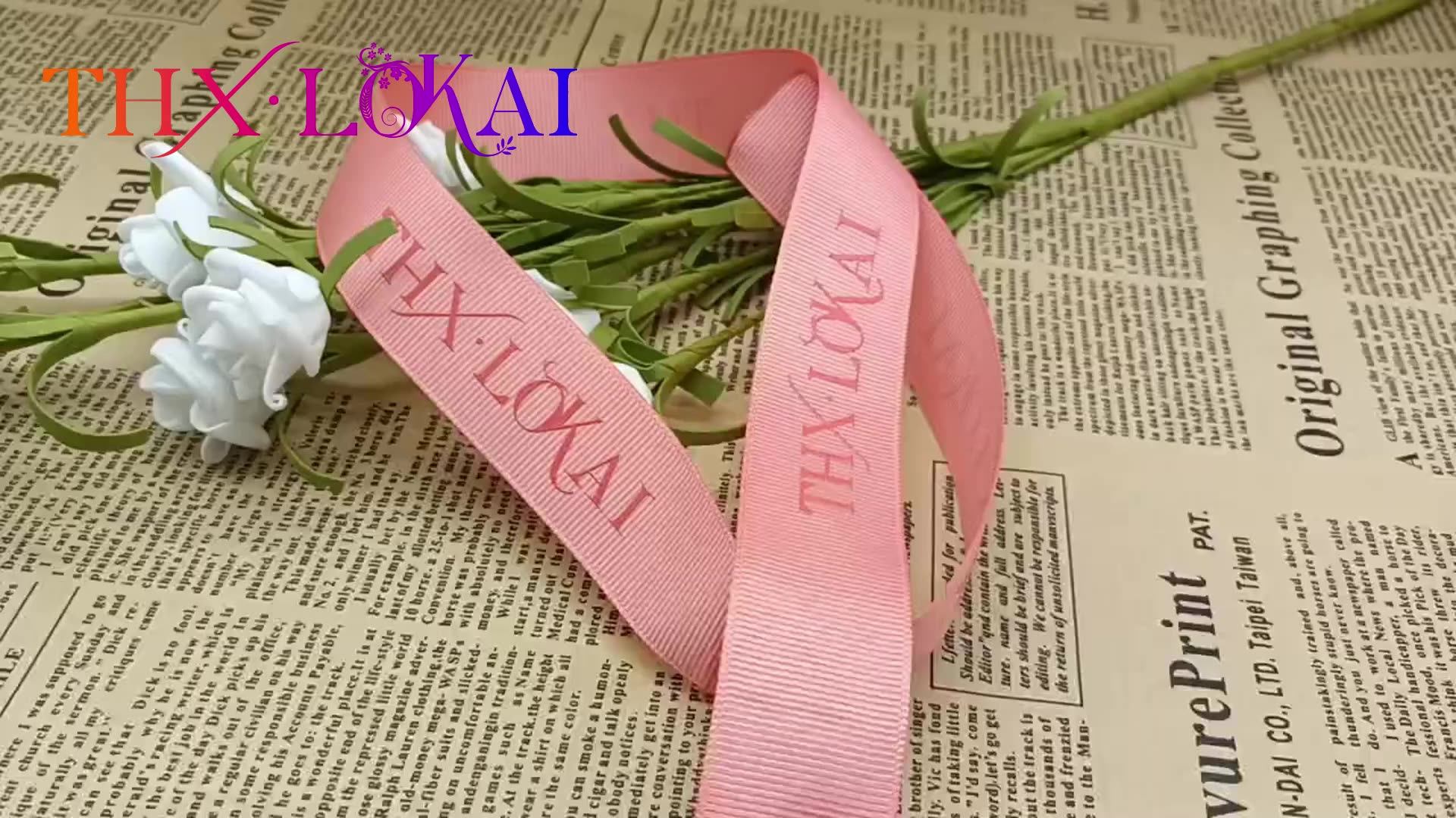 Custom Gift Wrapping Embossed Printed Recycled 100% Polyester Grosgrain ...