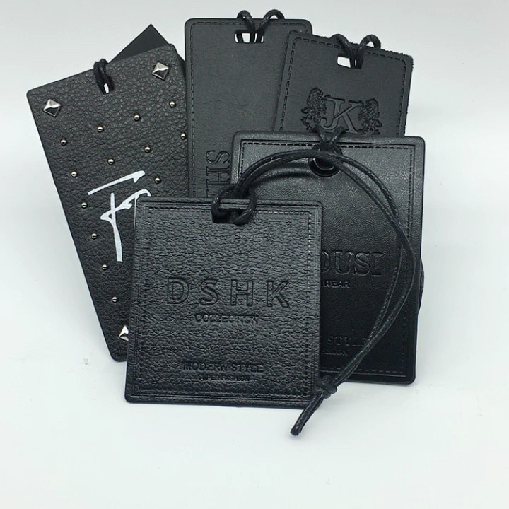 Leather Hangtag Customized Brand Name Logo Faux Leather Clothes Tag ...