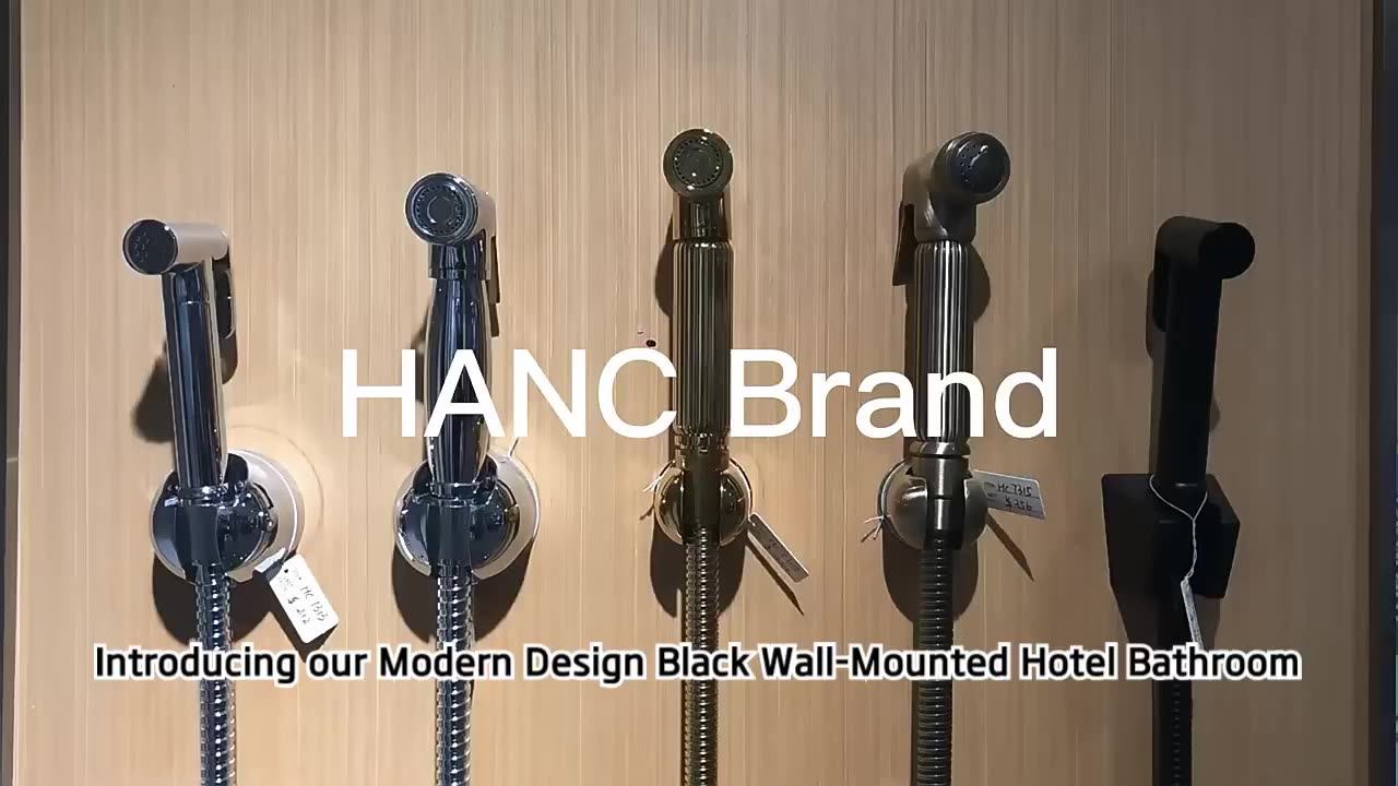 Modern Design Black Wall-mounted Hotel Bathroom Toilet Shattaf Set With ...