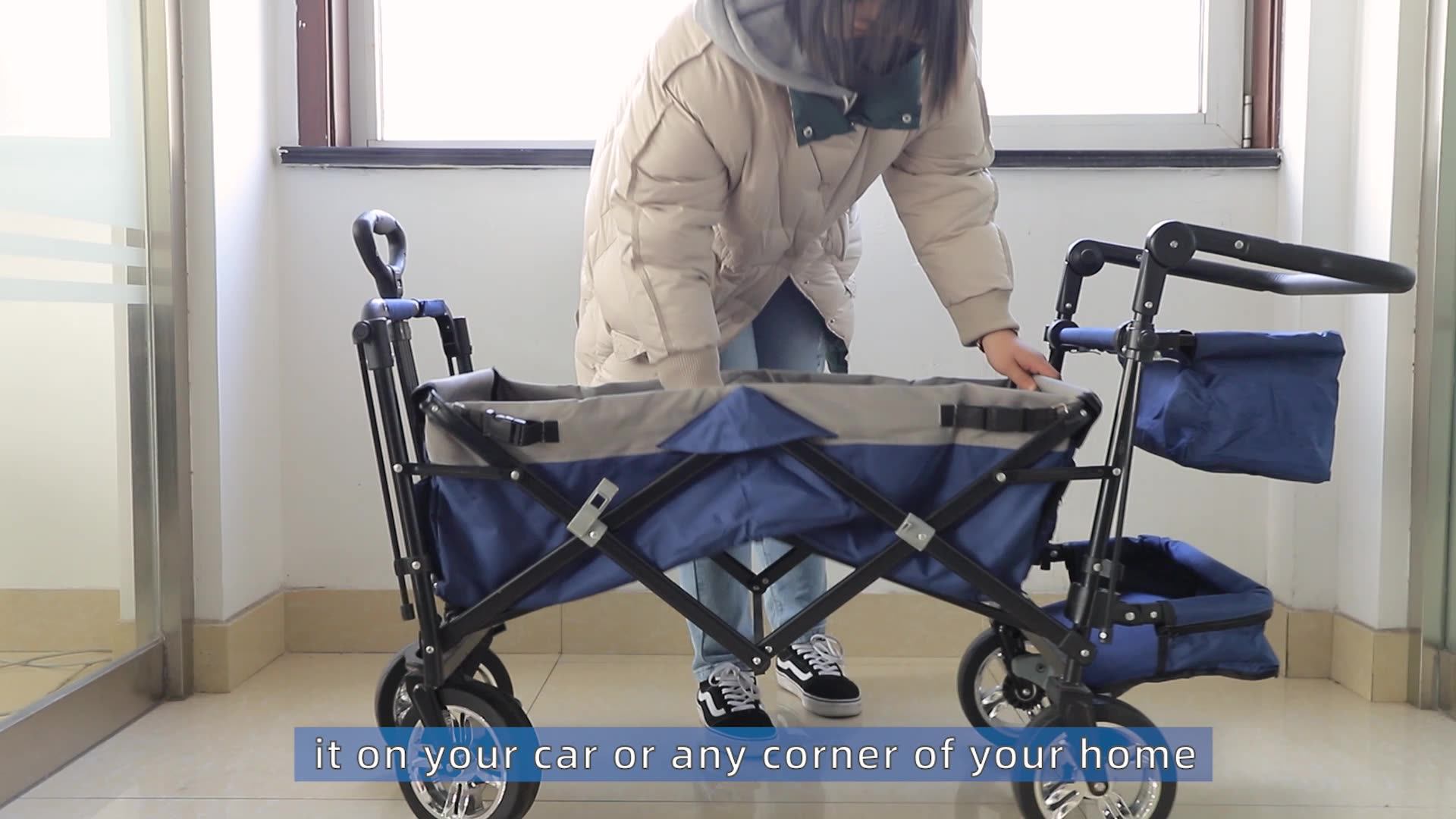 Foldable Lounge Chair Integrated Wagon Pull Cart Folding Wagon Cart ...