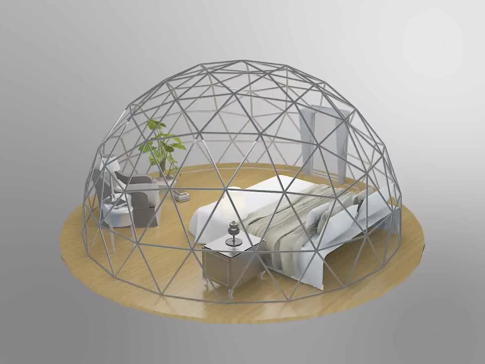 Hot Galvanized Steel Garden Igloo Glamping Geodesic Dome Tent Kits ...