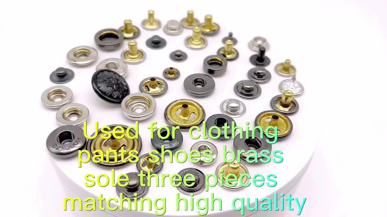 Custom Logo Design Zinc Alloy Brass Four Parts Button Push Prong Metal ...