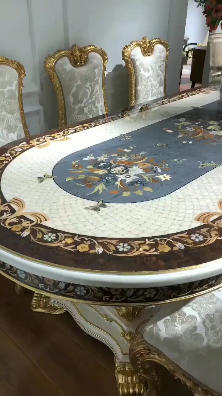 Italian Classical Rococo Retro Castle Diningroom Furniture Ivory Wood ...