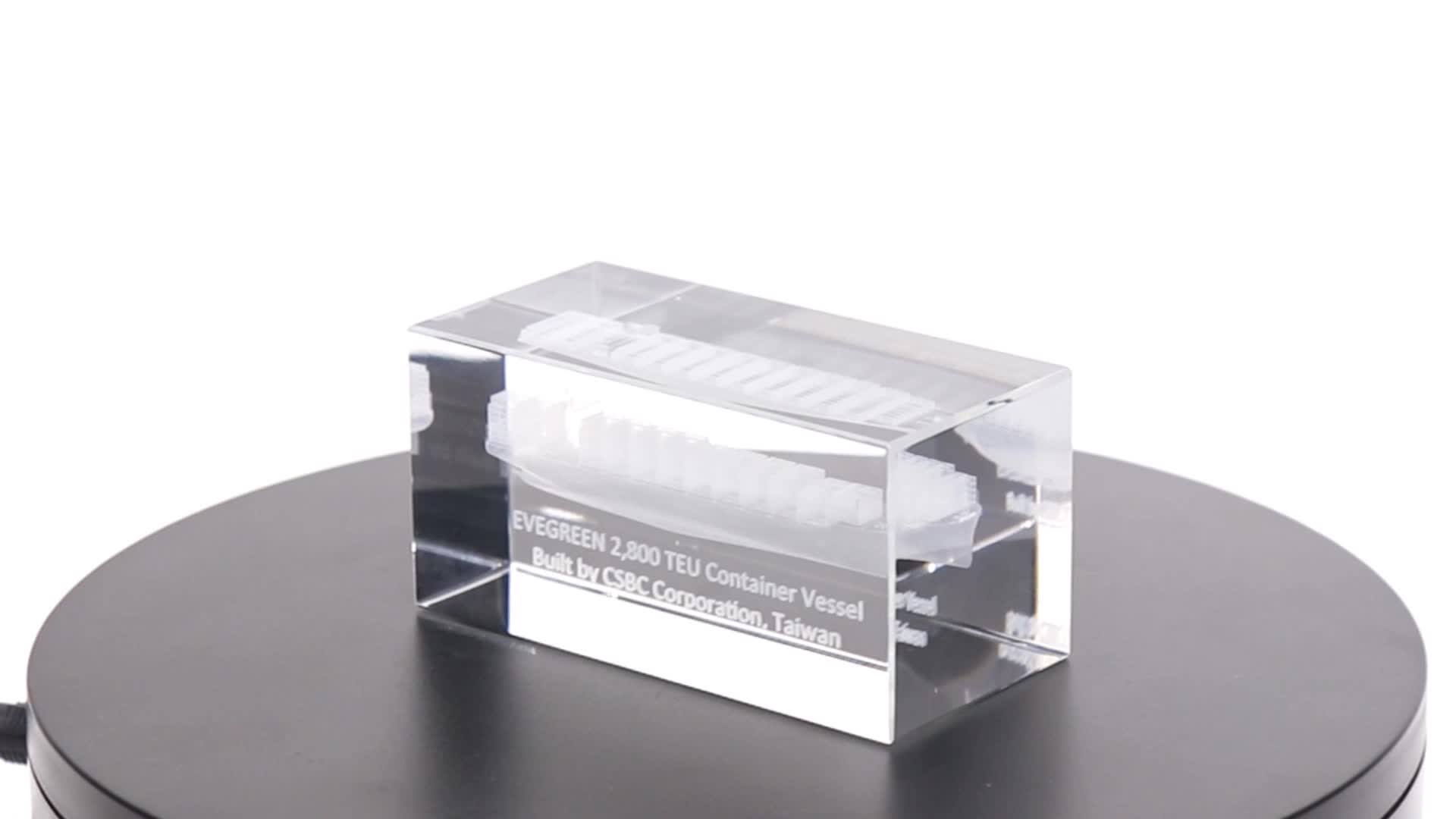 Customized 3d Laser Engrave Boat Car Stadium Crystal Paperweight ...