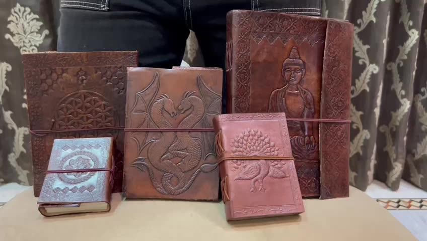 New Real Hand Tooled Embossed Leather Secure Thread Closure Journal ...