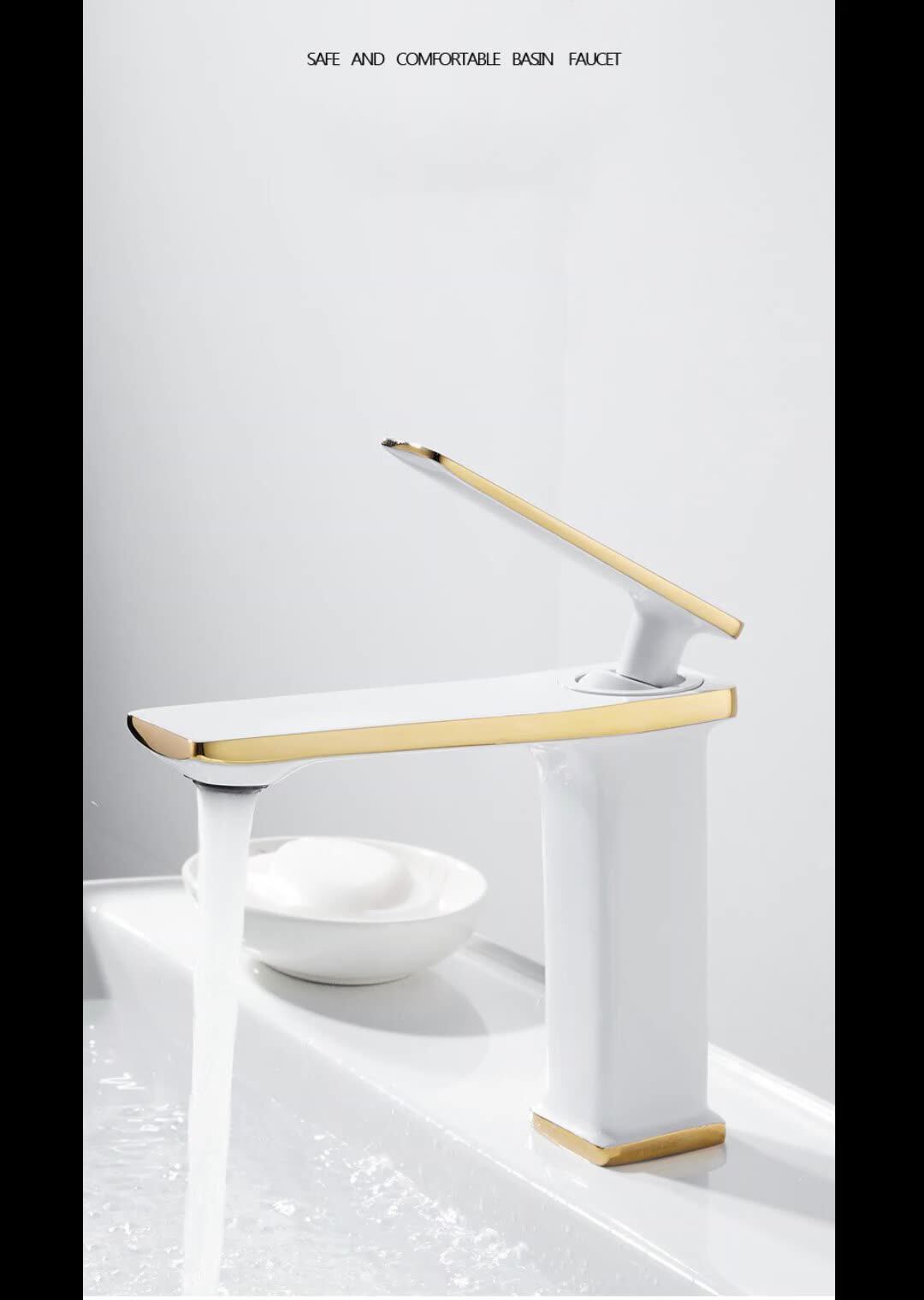 Modern Designer Black+rose Gold Basin Mixer Hot Cold Water Vanity ...