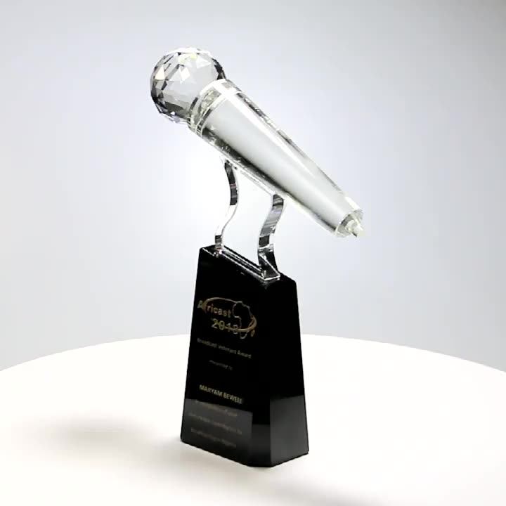Grace Crystal Microphone Awards Trophy For Music Singing Event Glass ...