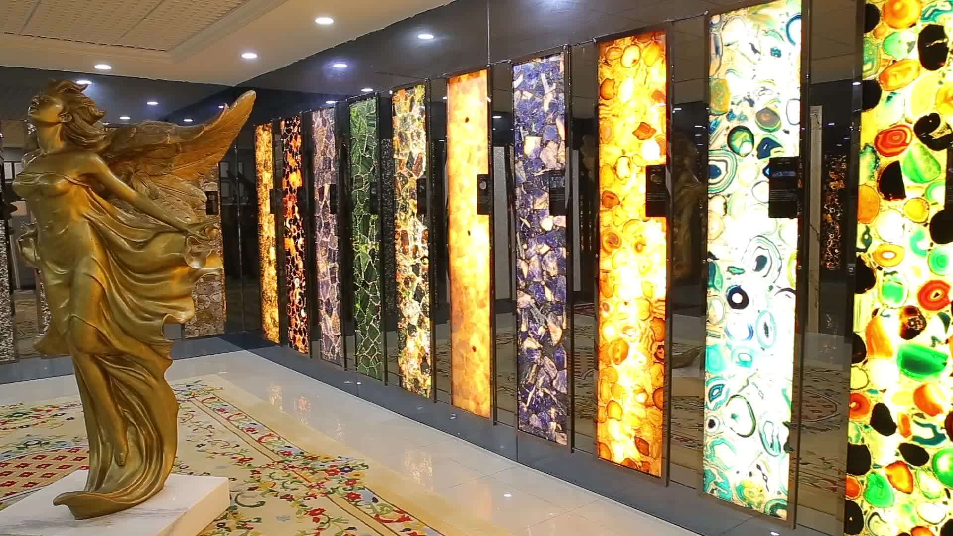 Architectural Interior Design Blue Agate Wall Panel Backlit Large Agate ...