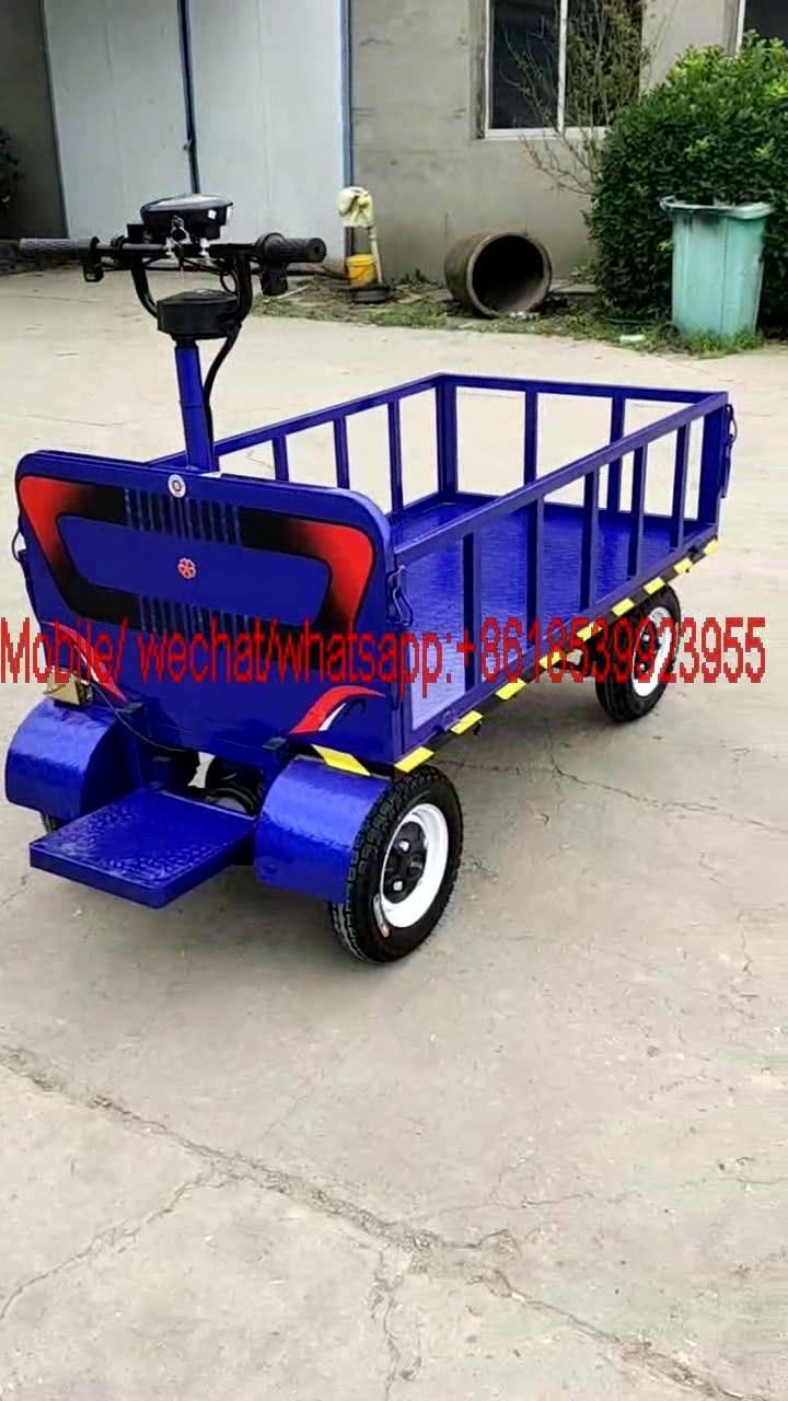 Warehouse Electric Platform Trolley Carts Flatbed 4 Wheel Truck With ...