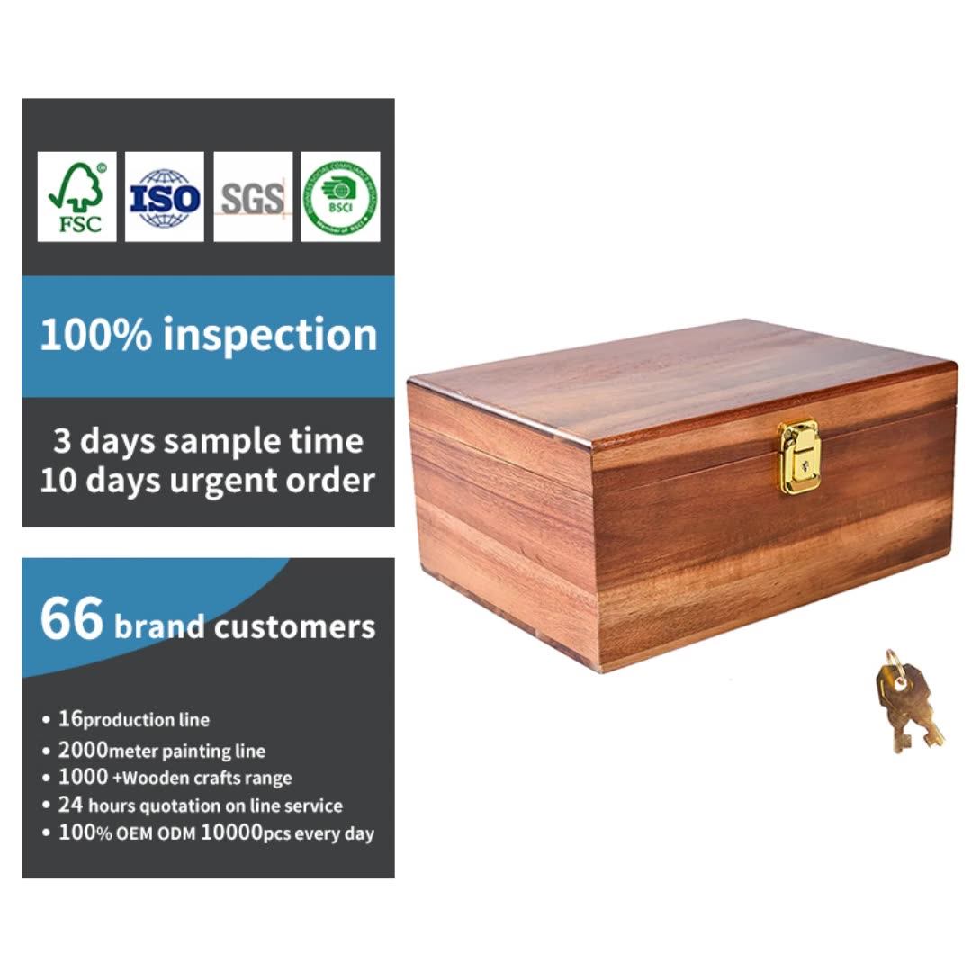 Custom Dark Brown Solid Wood Storage Boxes And Hinged Wooden Box ...