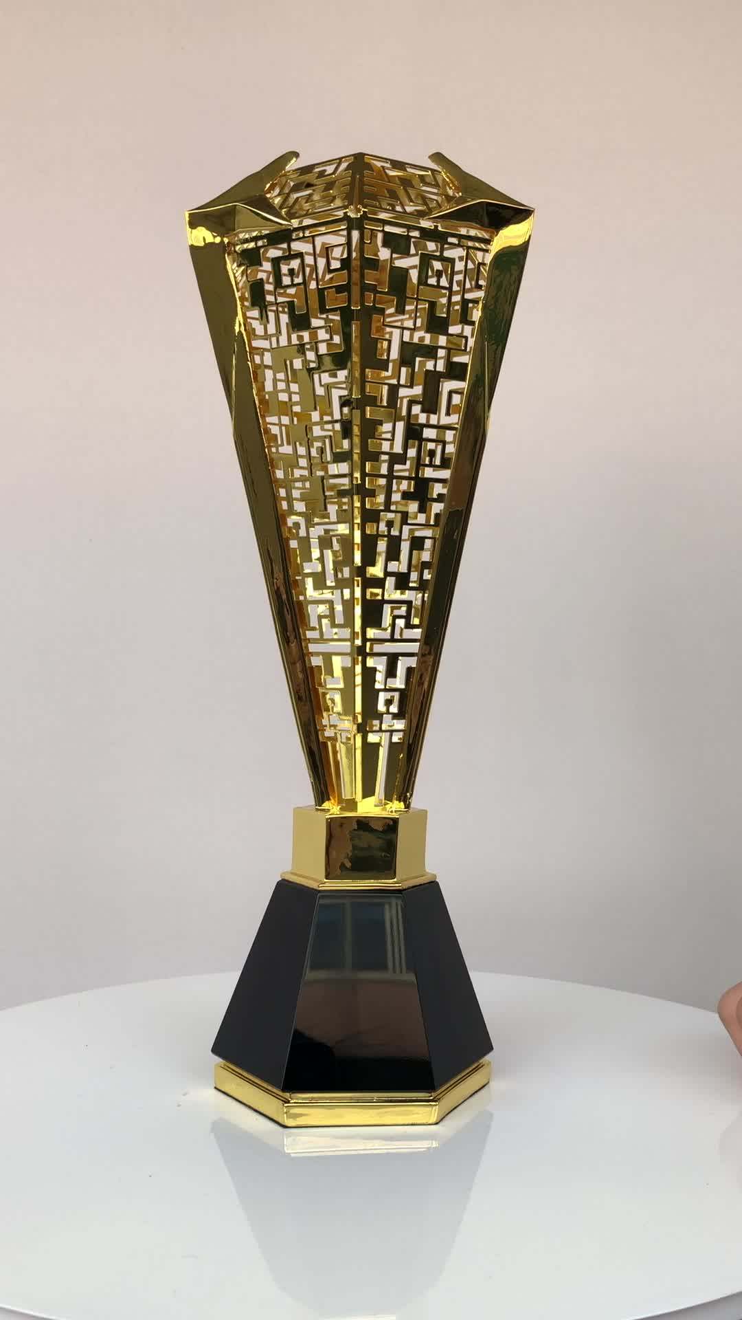 Promotional Custom High-end Metal Hollow Shape Metal Gold Trophy - Buy ...