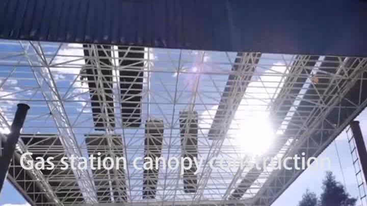 Prefabricated Steel Roof Canopy Gas Filling Station Space Frame ...