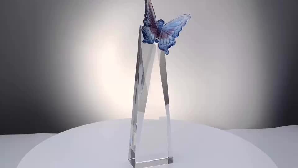 High End Exquisite Color Glass Crystal Butterfly Trophy - Buy Crystal ...