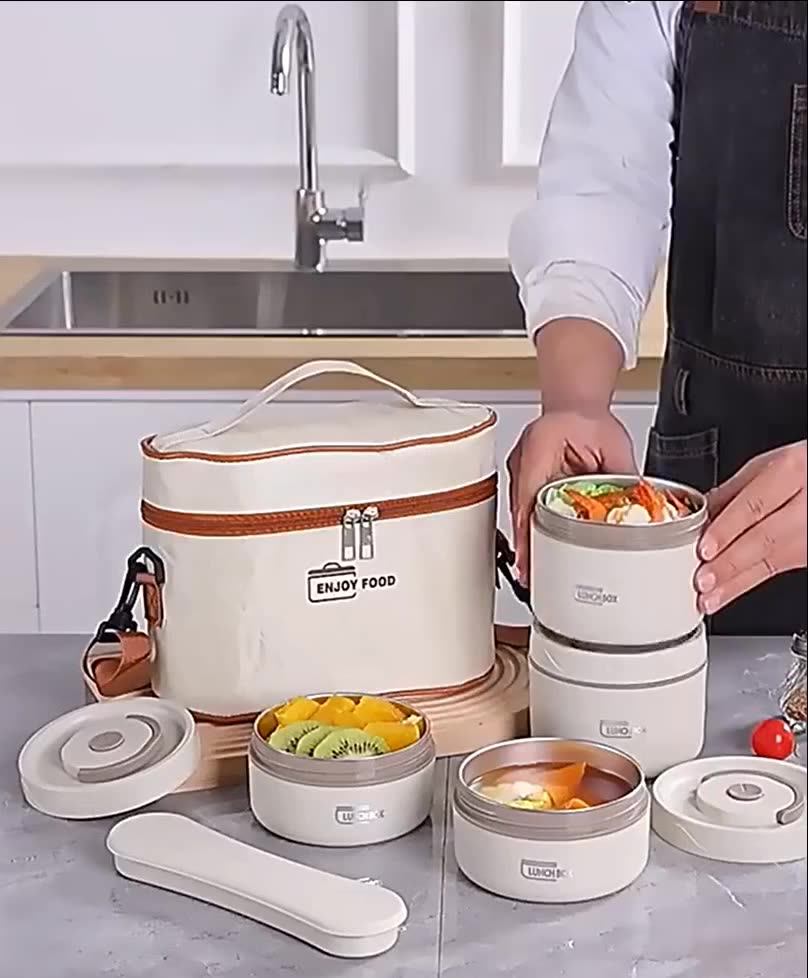 Portable 3-layer Compartment Bento Lunch Box Set Eco-friendly Food ...