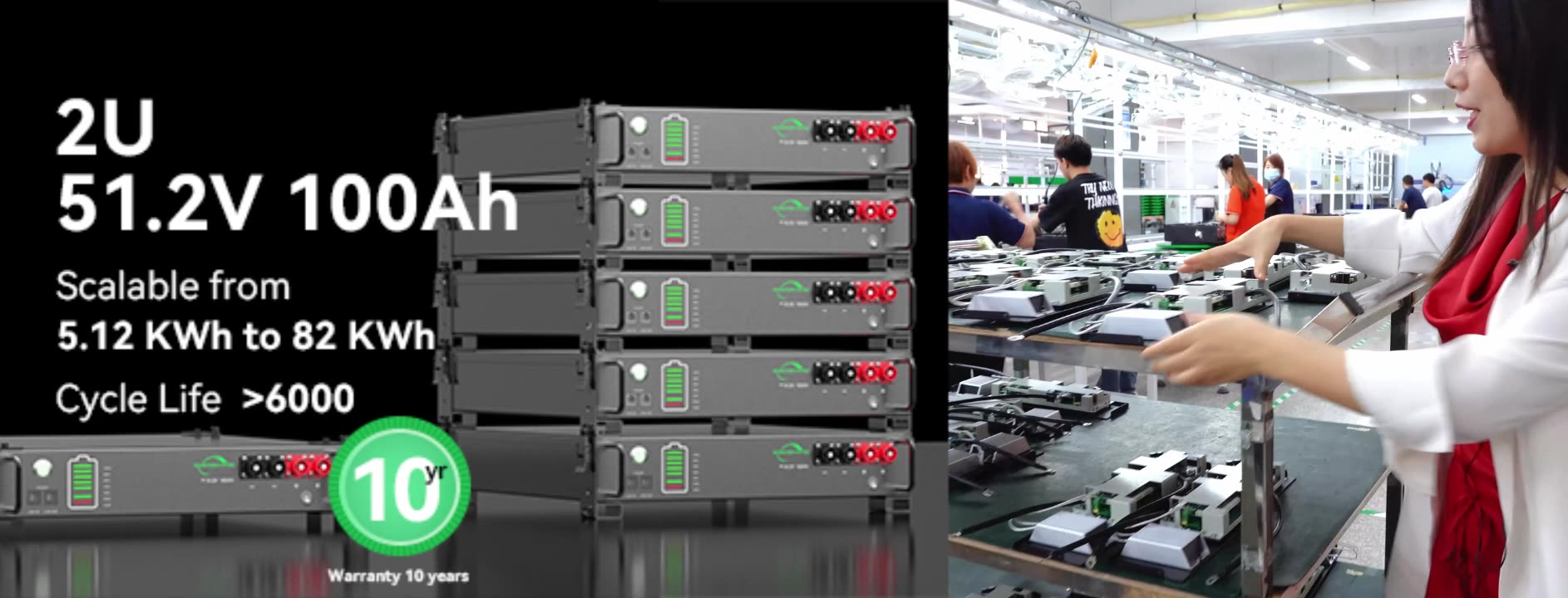 2u Powerwall Lifepo4 Lithium Ion Battery 48v 5kwh 10kwh 100ah 200ah Wall Mounted Home Solar ...