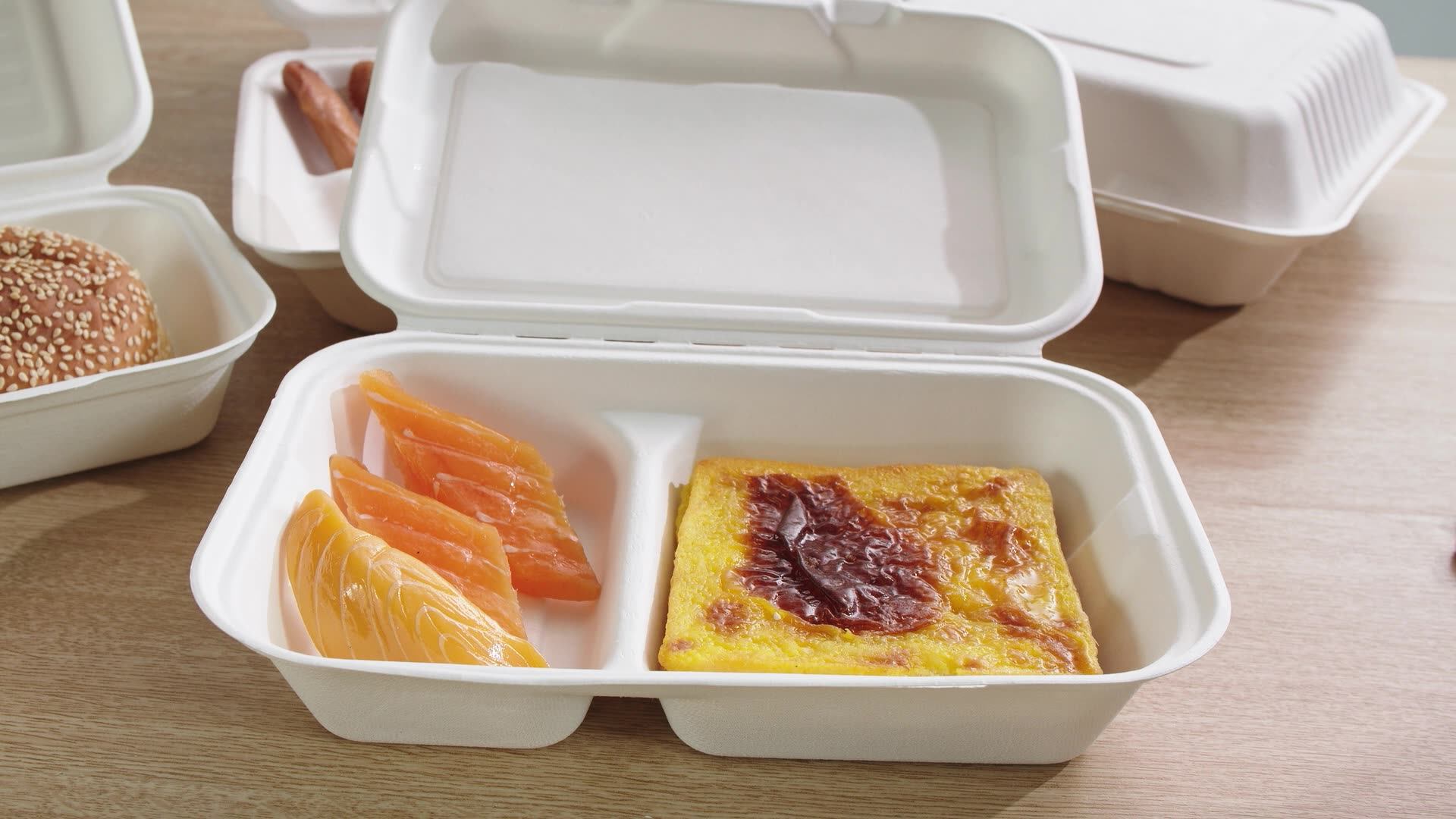 Bagasse Fiber Eco-friendly Products Compostable Food Packing Clamshell ...