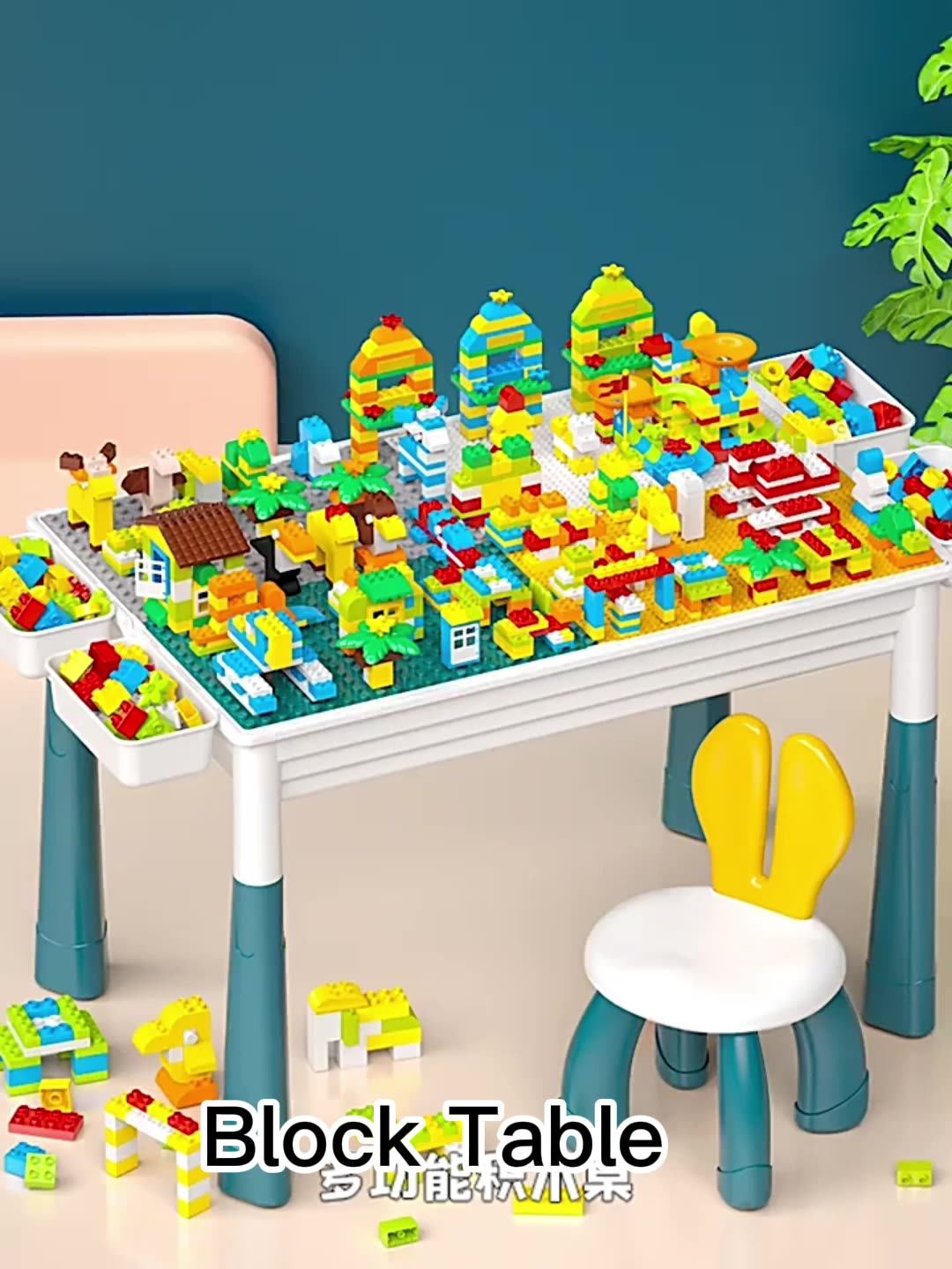 Educational Block Easy Assemble Plastic Building Block Table For Kids ...