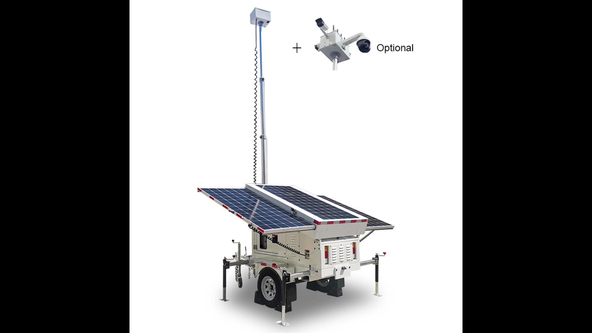 Mobile Trailer Solar Power CCTV Tower With 4G Digital Camera Portable ...