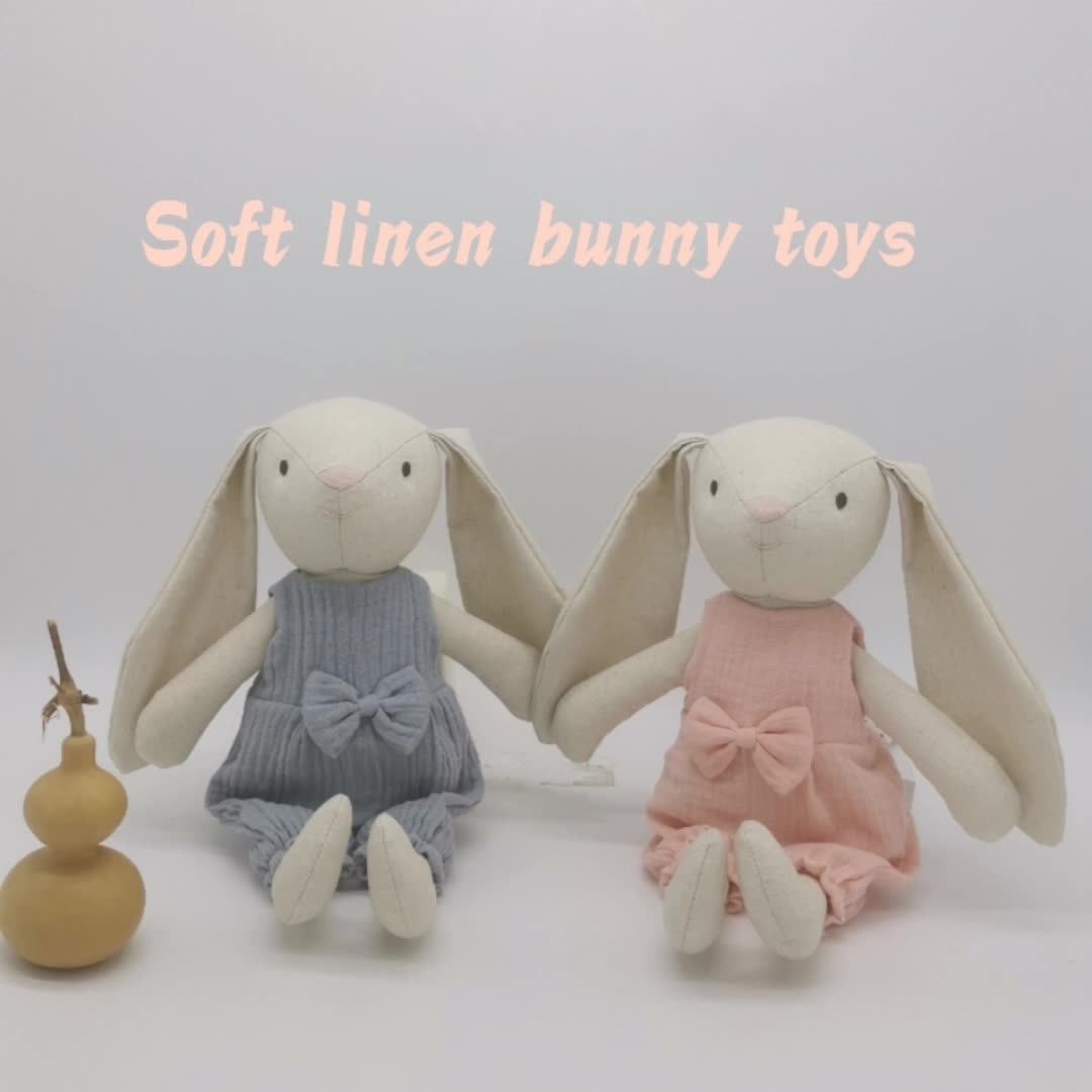 Cuddly High Quality Animal Linen Bunny Plush Easter Bunny Soft Toy ...