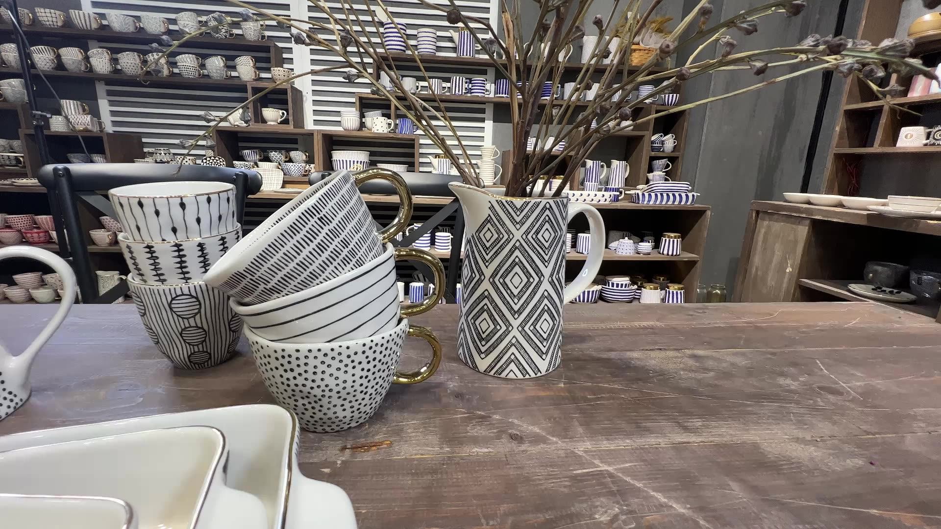 12oz European Style Scandinavian White And Black Triangular Espresso ...