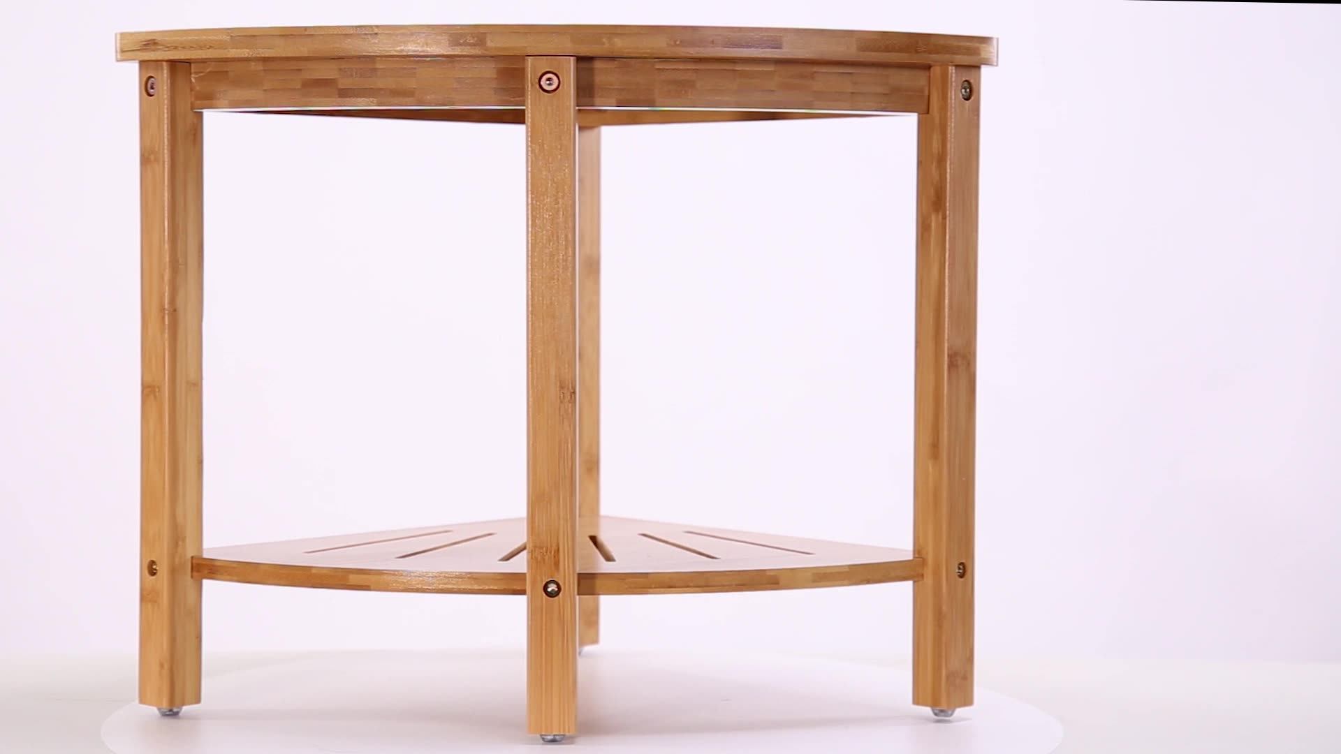 Heavy-duty Waterproof 3 Tier Bathroom Storage Shelf Bamboo Bench Corner ...