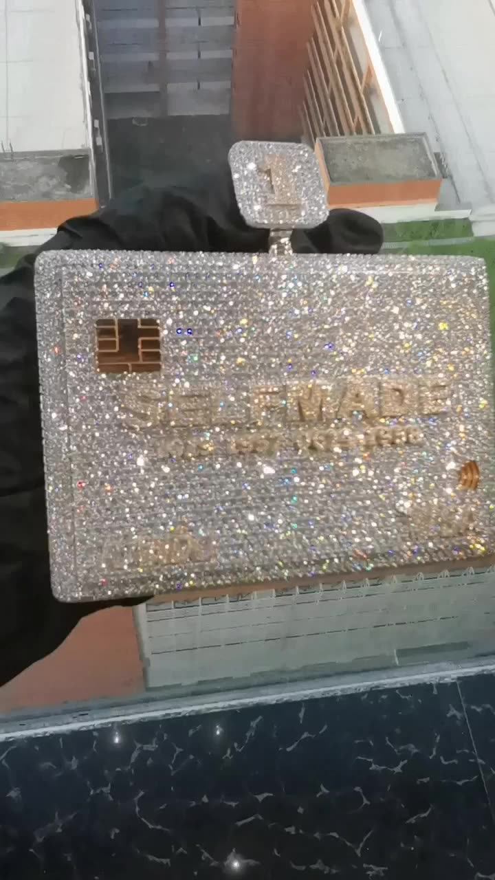 Custom Iced Out Credit Card Pendant 925 Silver Baguette Iced Out Vvs ...