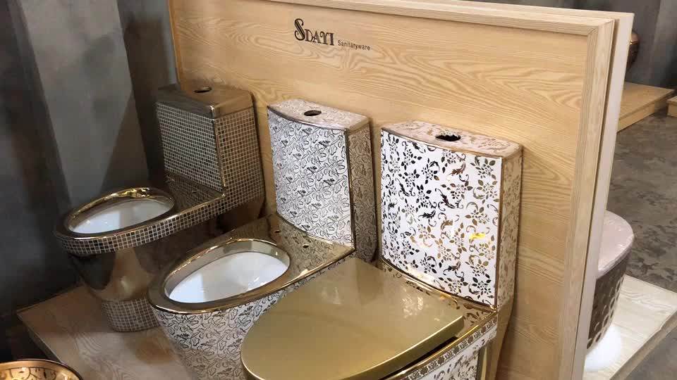 Ceramic Gold Color Bathroom Wc Toilet Bowl Black Golden Color Toilet ...