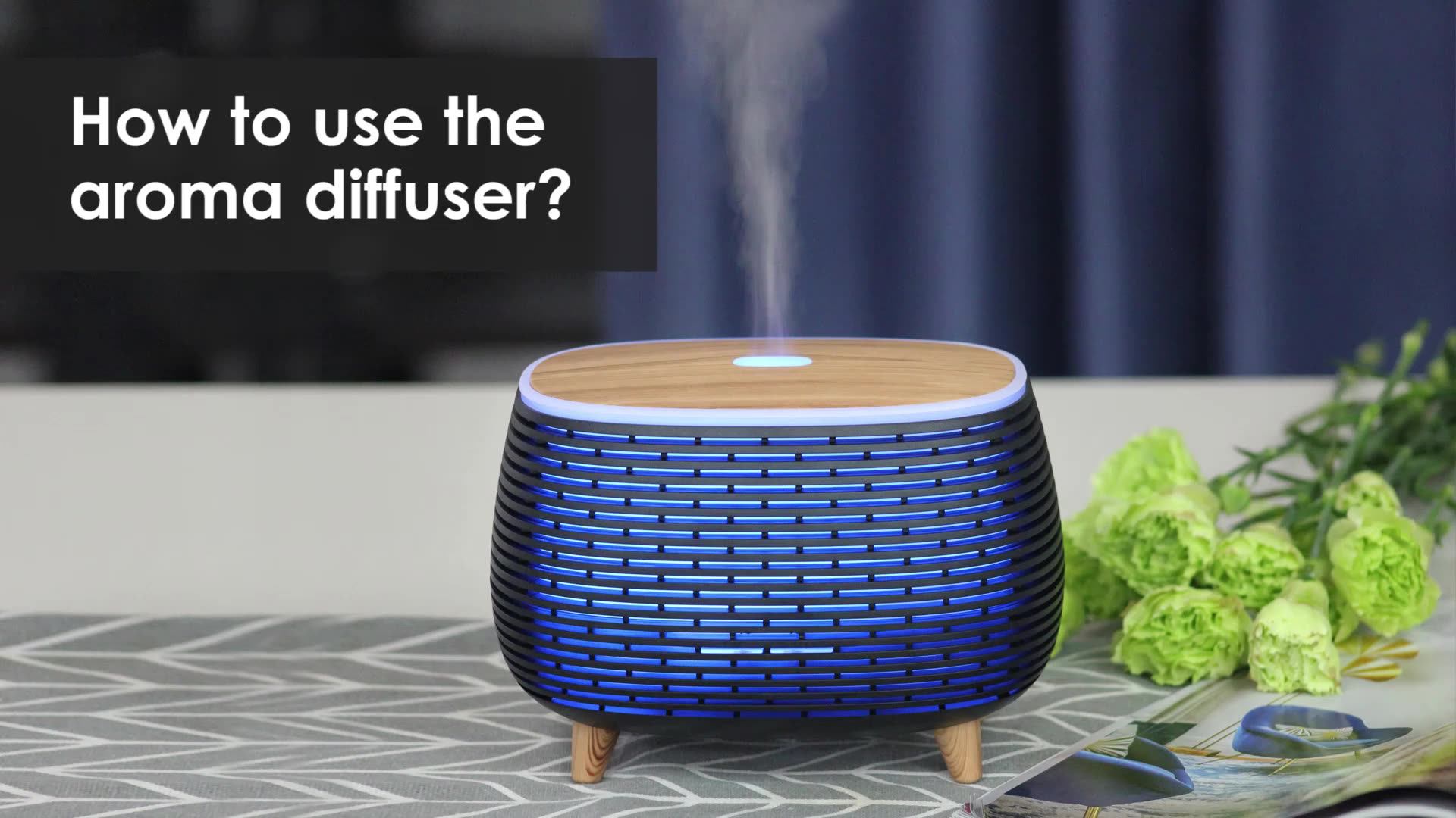 400ml Aroma Diffuser Essential Oil Diffuser Waterless Air Humidifier Electric Wooden ...