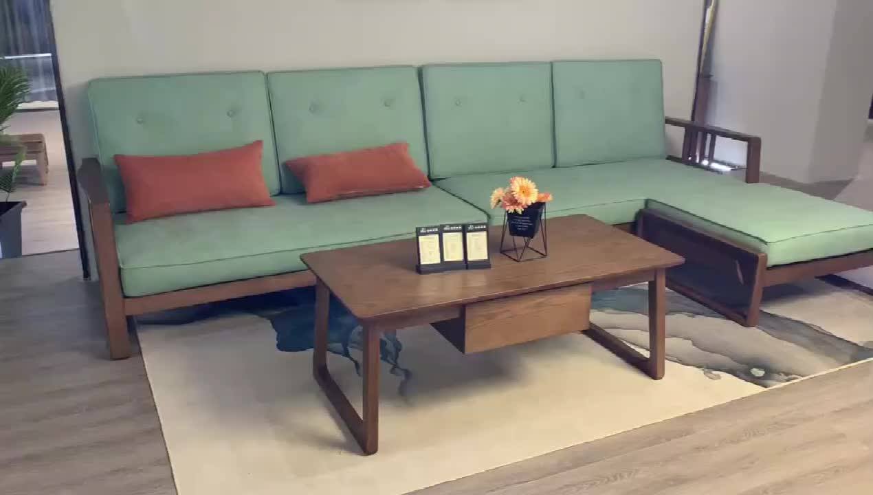 Traditional Chinese Style Wooden Living Room Sofa With Leathaire Fabric ...