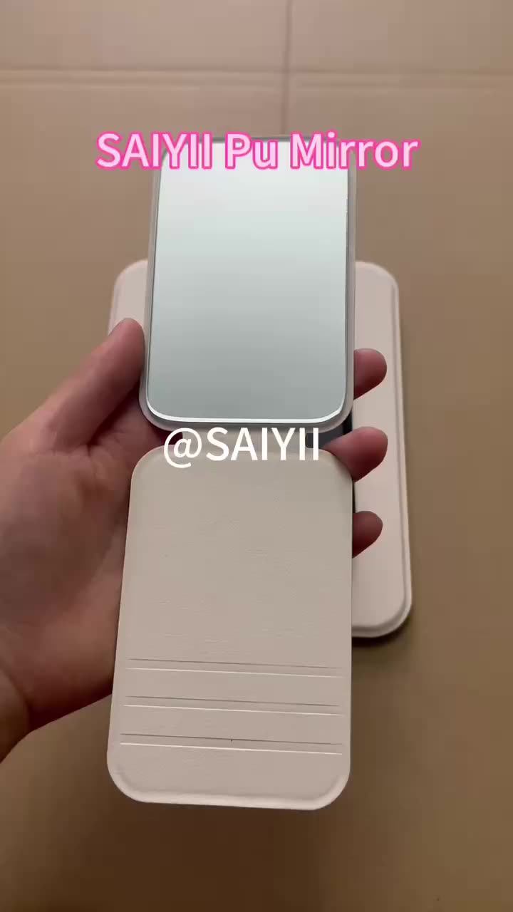 Saiyii High Quality Folding White Pu Leather Pocket Mirror Custom Logo ...