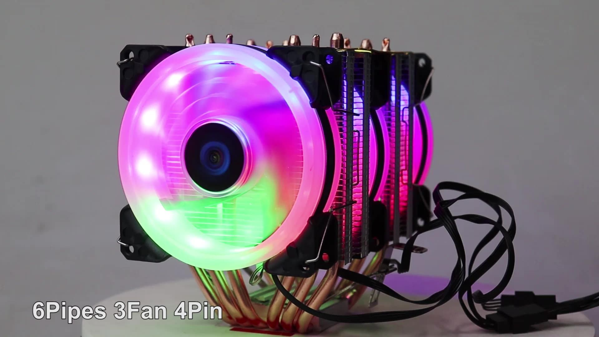 High Quality Cpu Cooler 6 Heat-pipes Dual-tower Cooling 9cm Rgb Fan Led ...