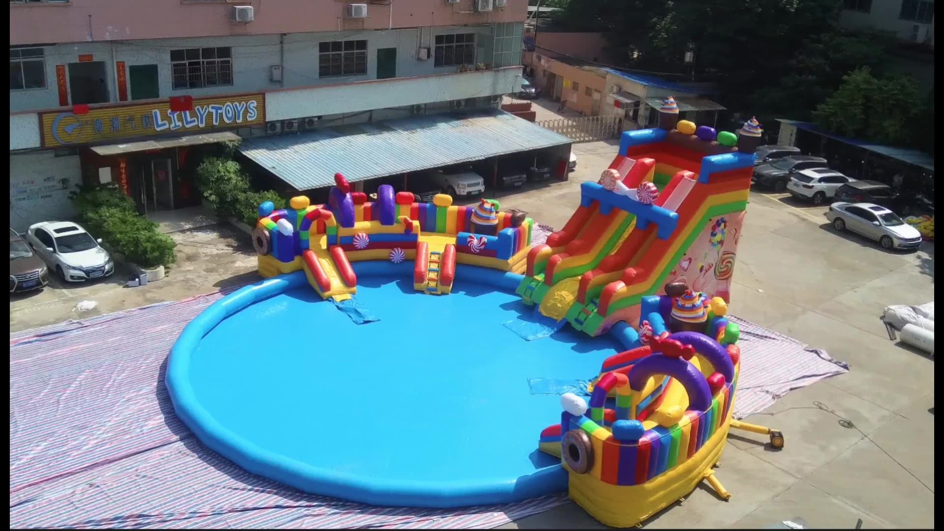 Inflatable Candy Land Water Park With Slide&pool Water Sport Games For ...