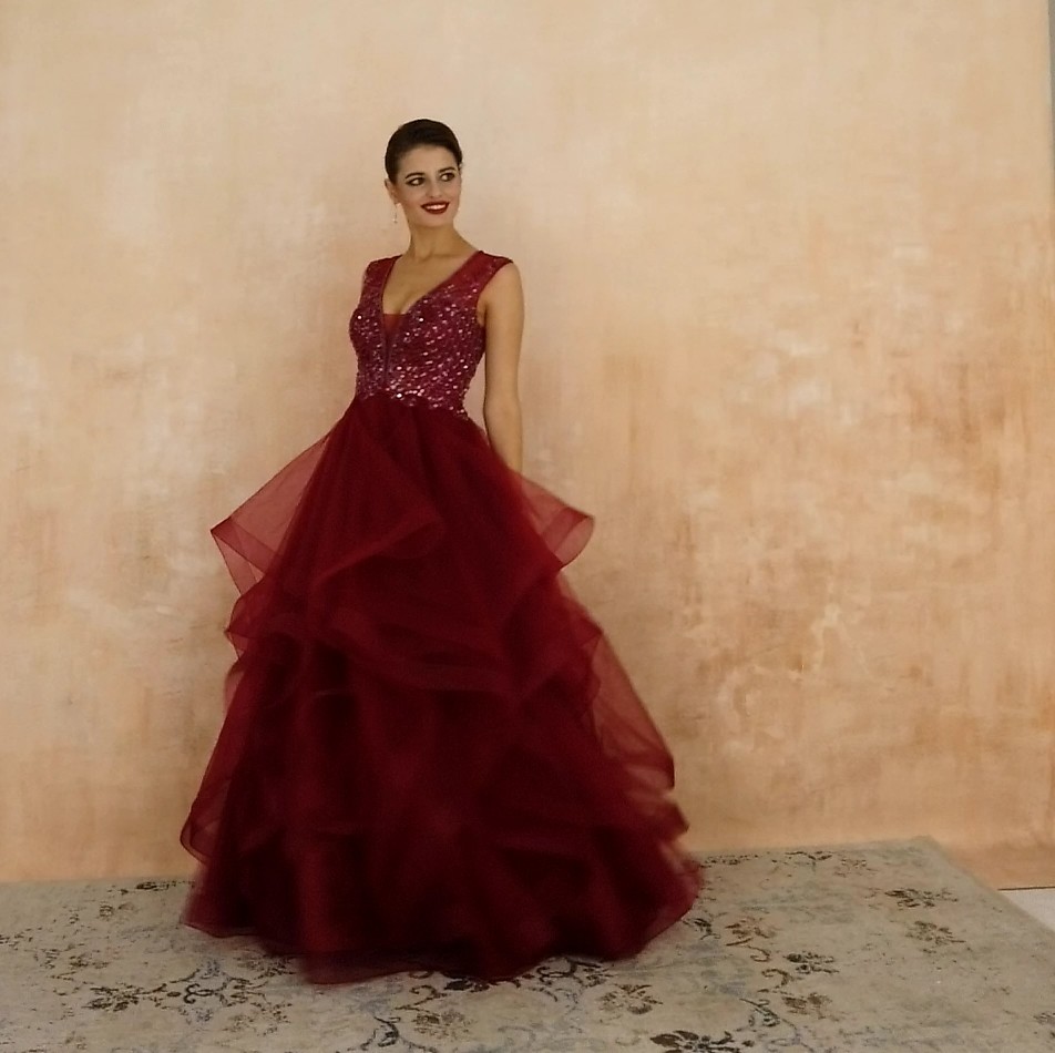 Sleeveless Beaded Luxurious Fluffy Floor-length Long Party Prom Evening ...