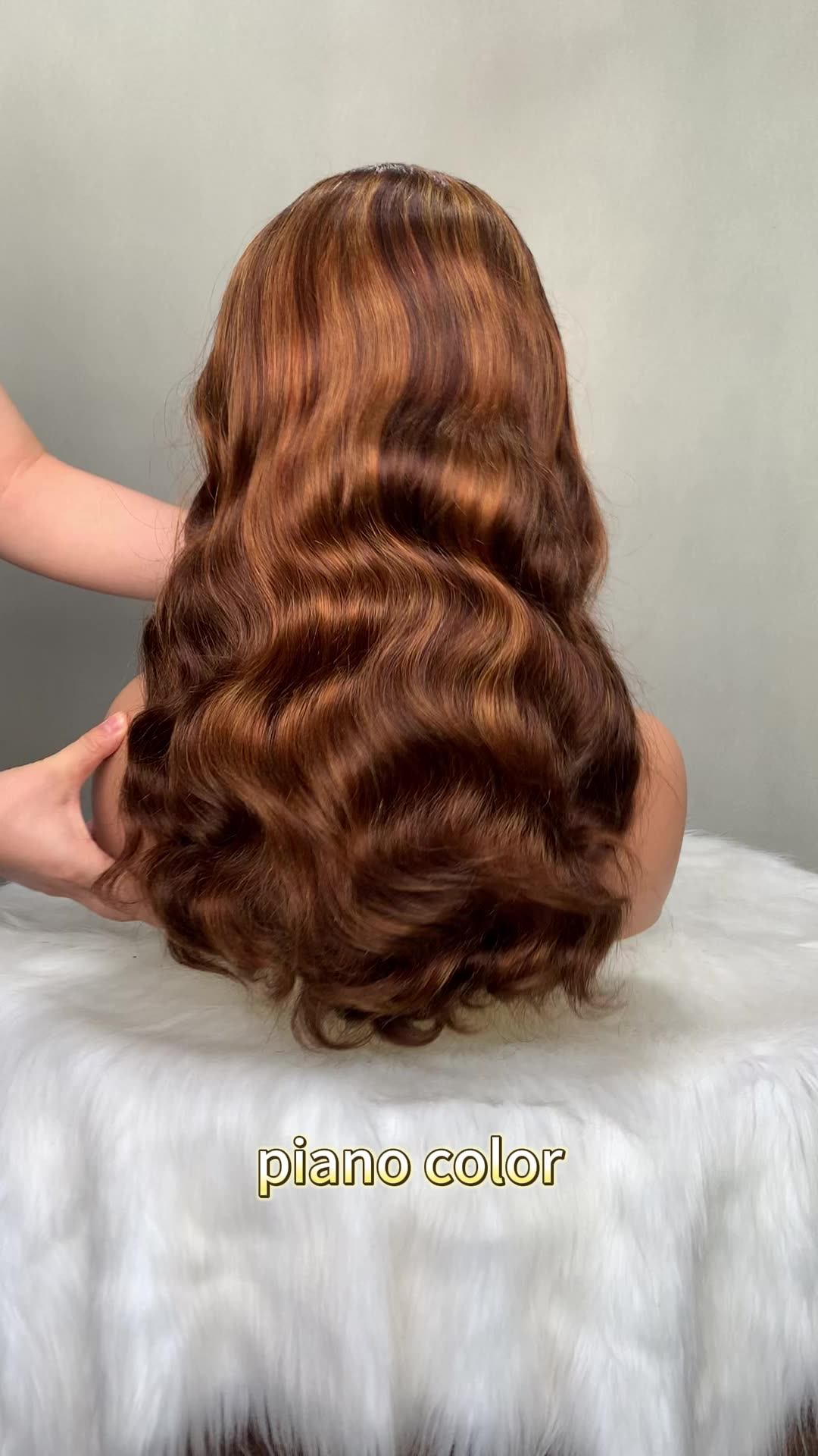 High Quality Double Drawn Lace Frontal Wig Ocean Wave Hair Wine Piano ...