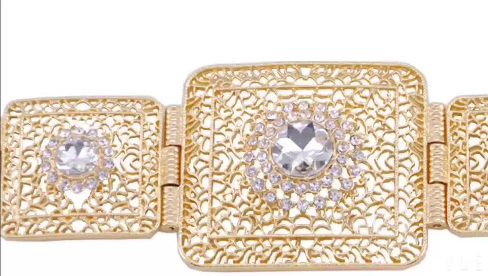 Arabic Gold Belt Rectangular Hollow Pattern Carved Metal Belt For Women ...
