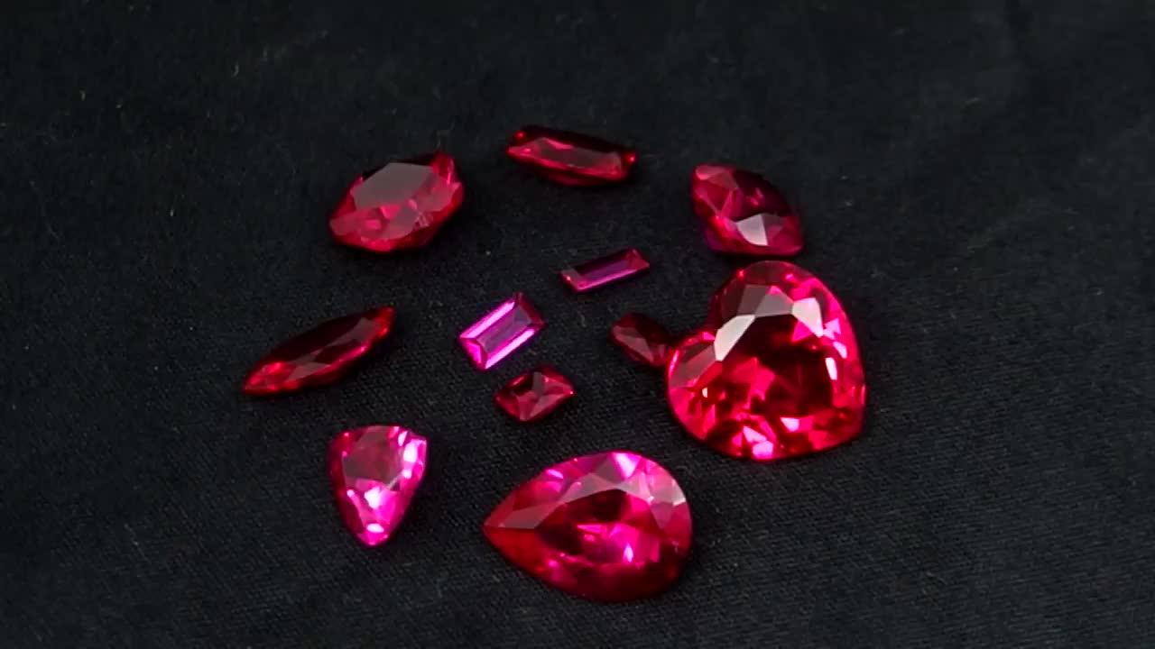 Lab Created Ruby Stone Emerald Cut Gemstone Synthetic Corundum Gems ...