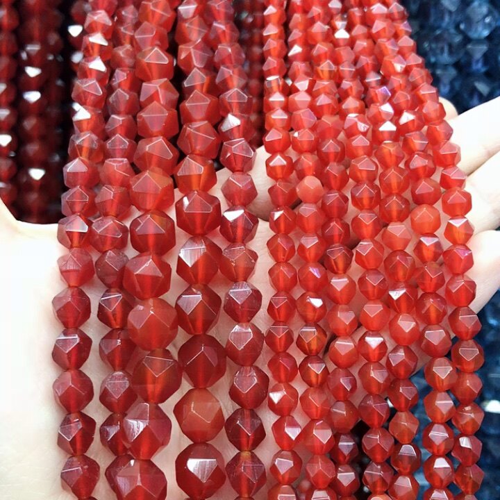 6mm 8mm 10mm Diamond Cut Red Agate Beads,Agate Beads Gemstone For ...