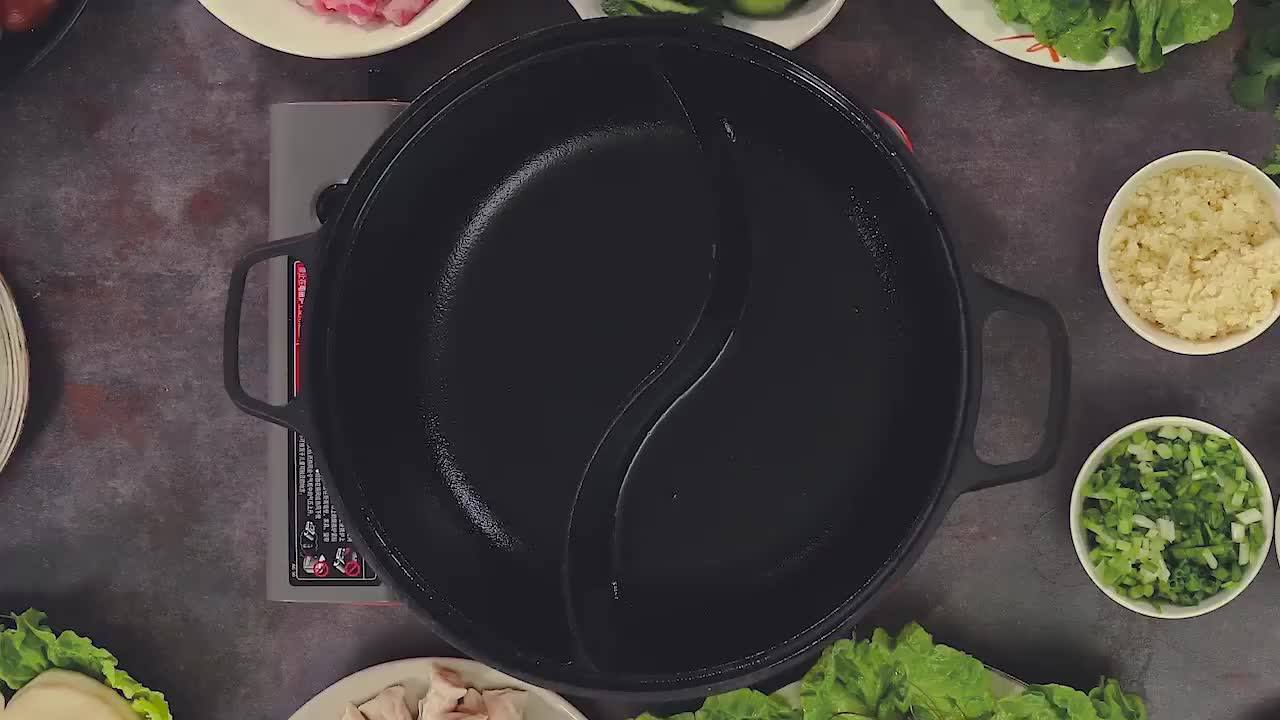 Wholesale Heavy Duty Round Shabu Shabu Cast Iron 2 Section Metal Hot ...