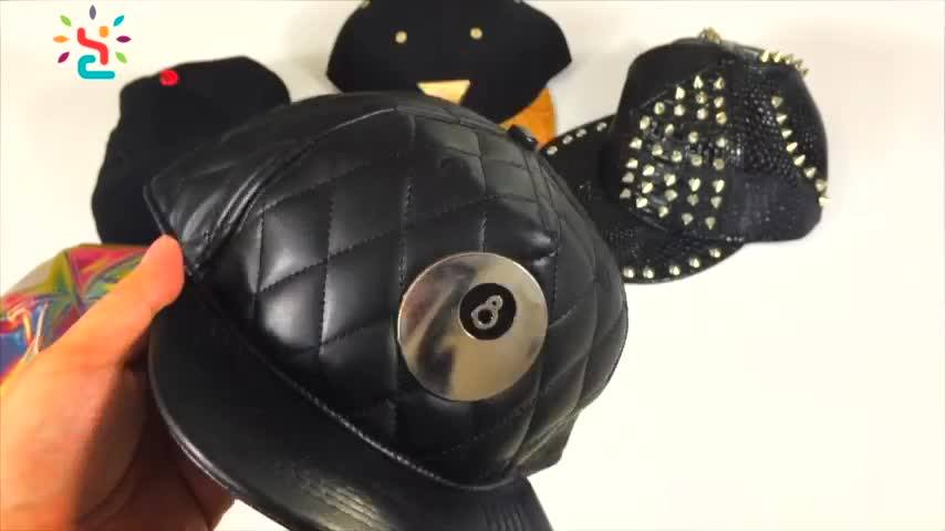 Snapback Leather Strap Buckle Hats Design Your Own Black Leather ...