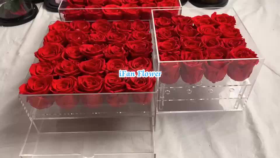Eternal Flower Box Preserved Rose Eternal Life Flower Acrylic Box ...