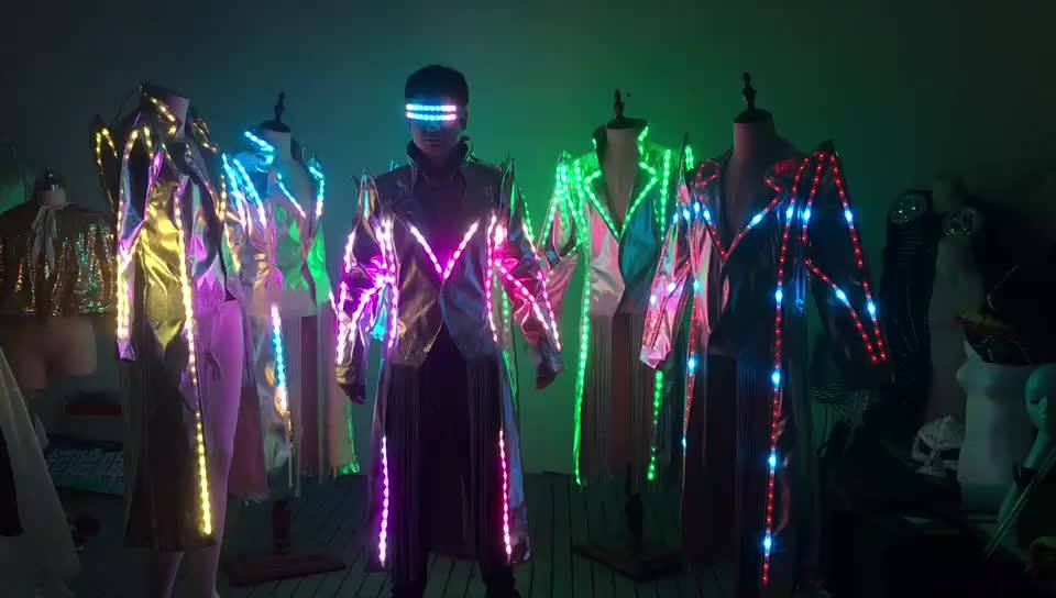 Led Suit Costumes Clothes Led Lights Luminous Fringes With A Military ...